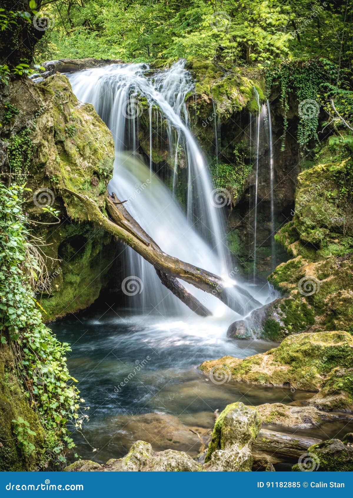 Mountain Waterfall in the Forest Stock Image - Image of landscape ...