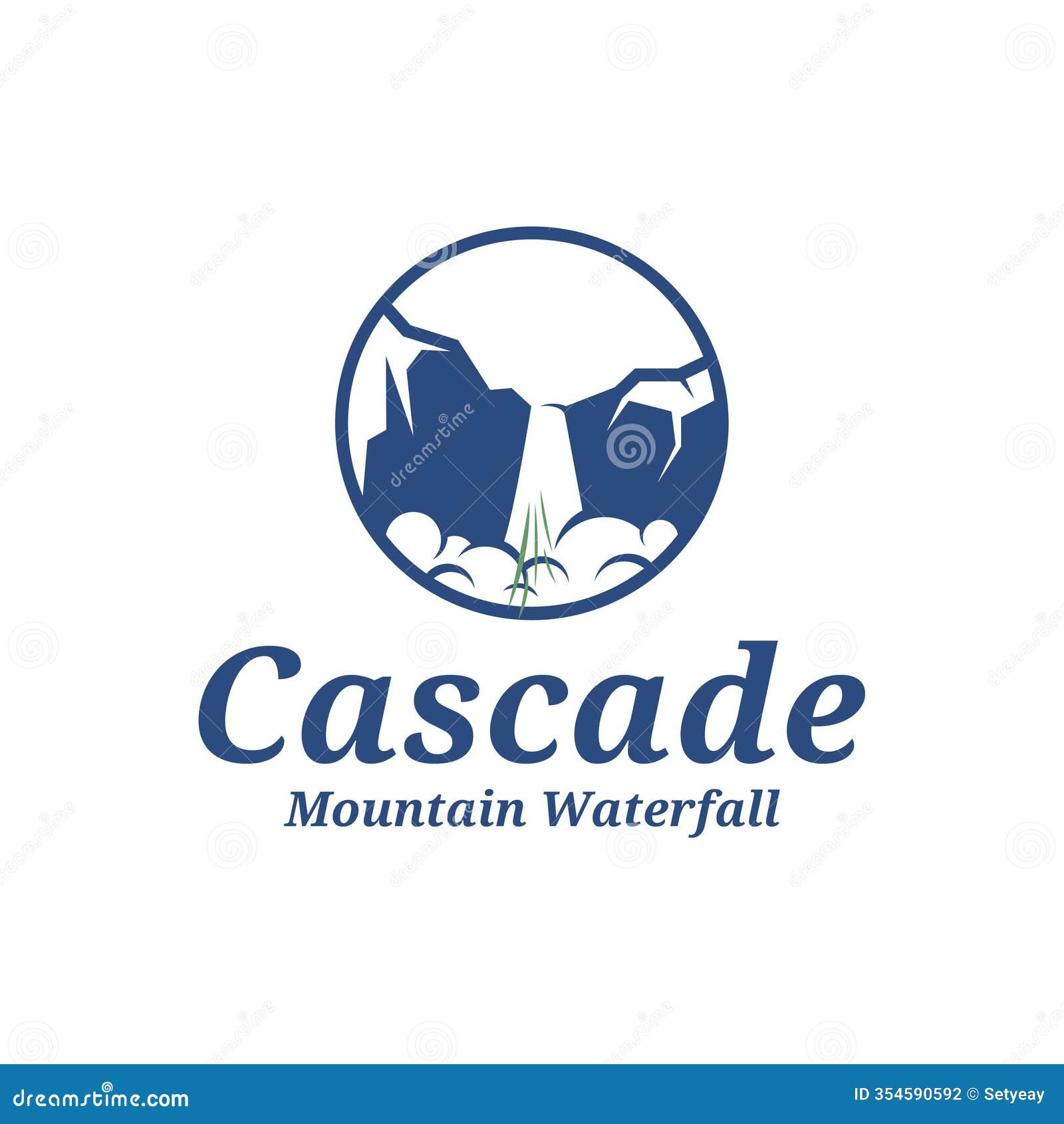 Mountain Waterfall Logo Design Vector Illustration. Mountain Waterfall ...