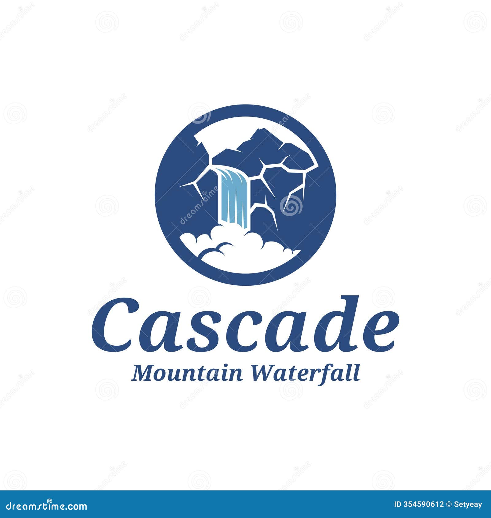 Mountain Waterfall Logo Design Vector Illustration. Mountain Waterfall ...