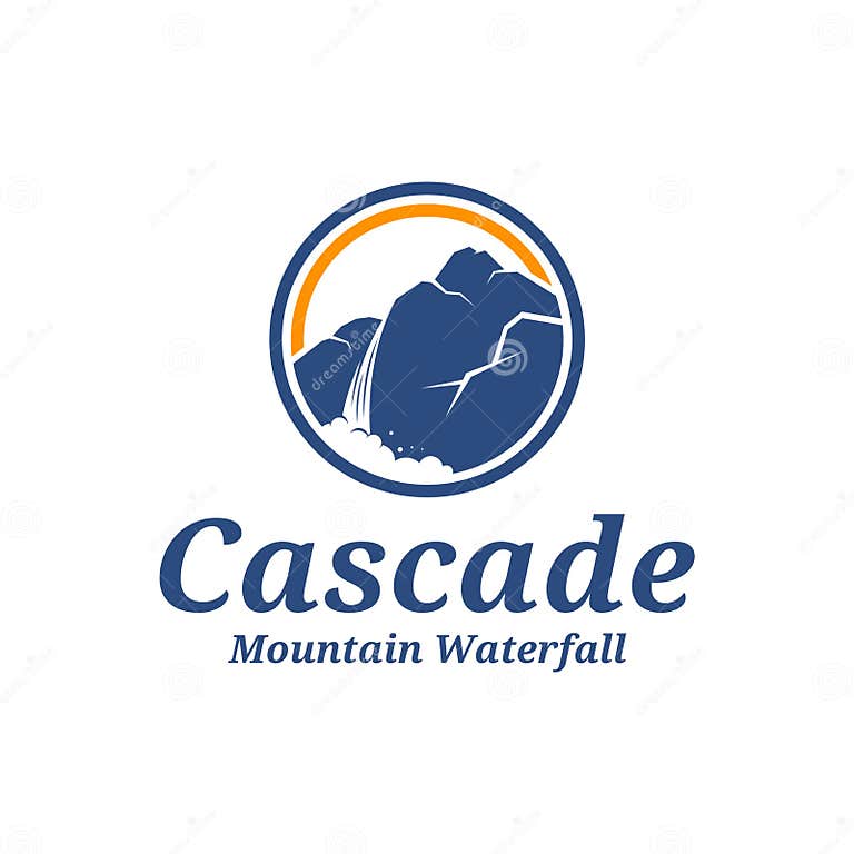 Mountain Waterfall Logo Design Vector Illustration. Mountain Waterfall ...