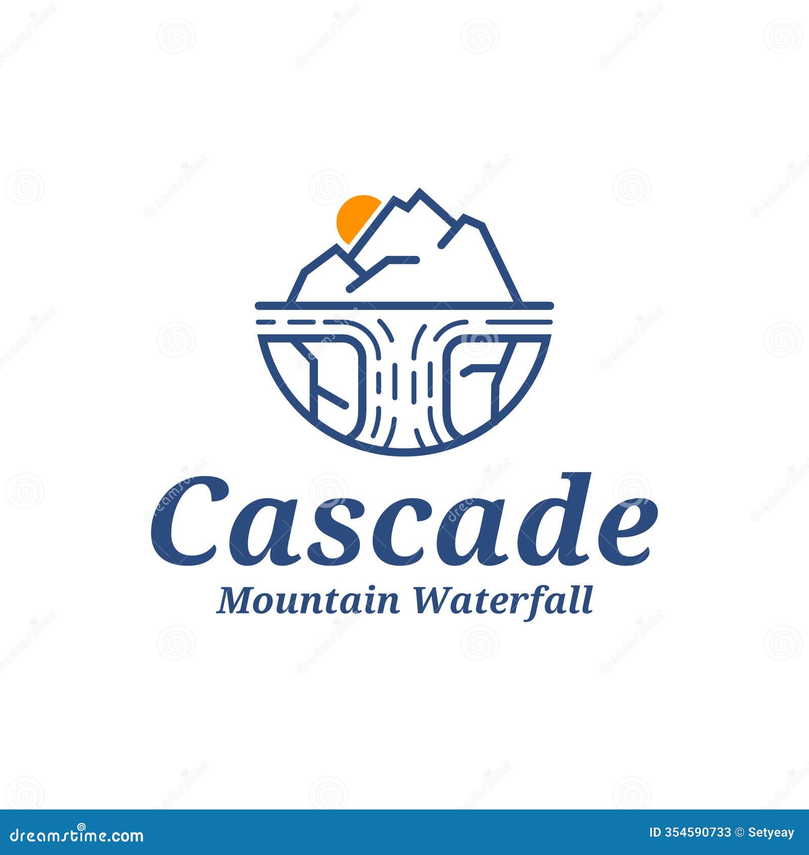 Mountain Waterfall Logo Design Vector Illustration. Mountain Waterfall ...