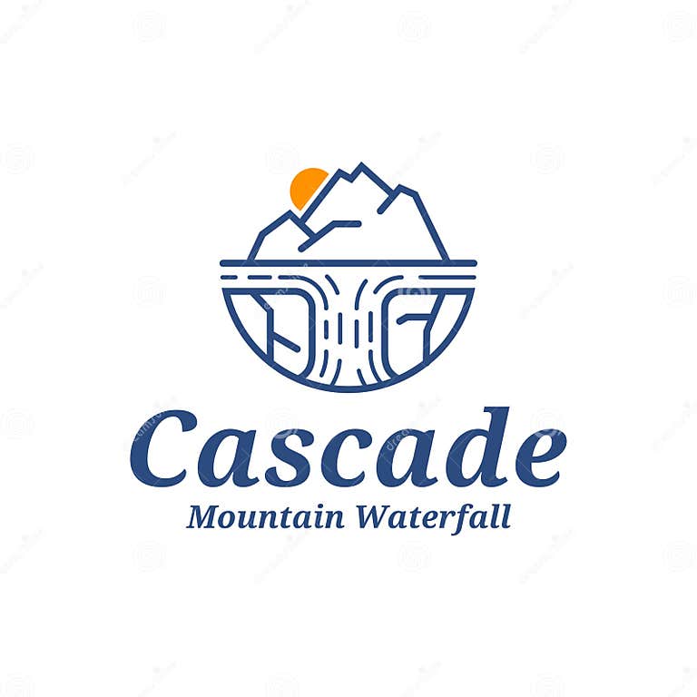 Mountain Waterfall Logo Design Vector Illustration. Mountain Waterfall ...