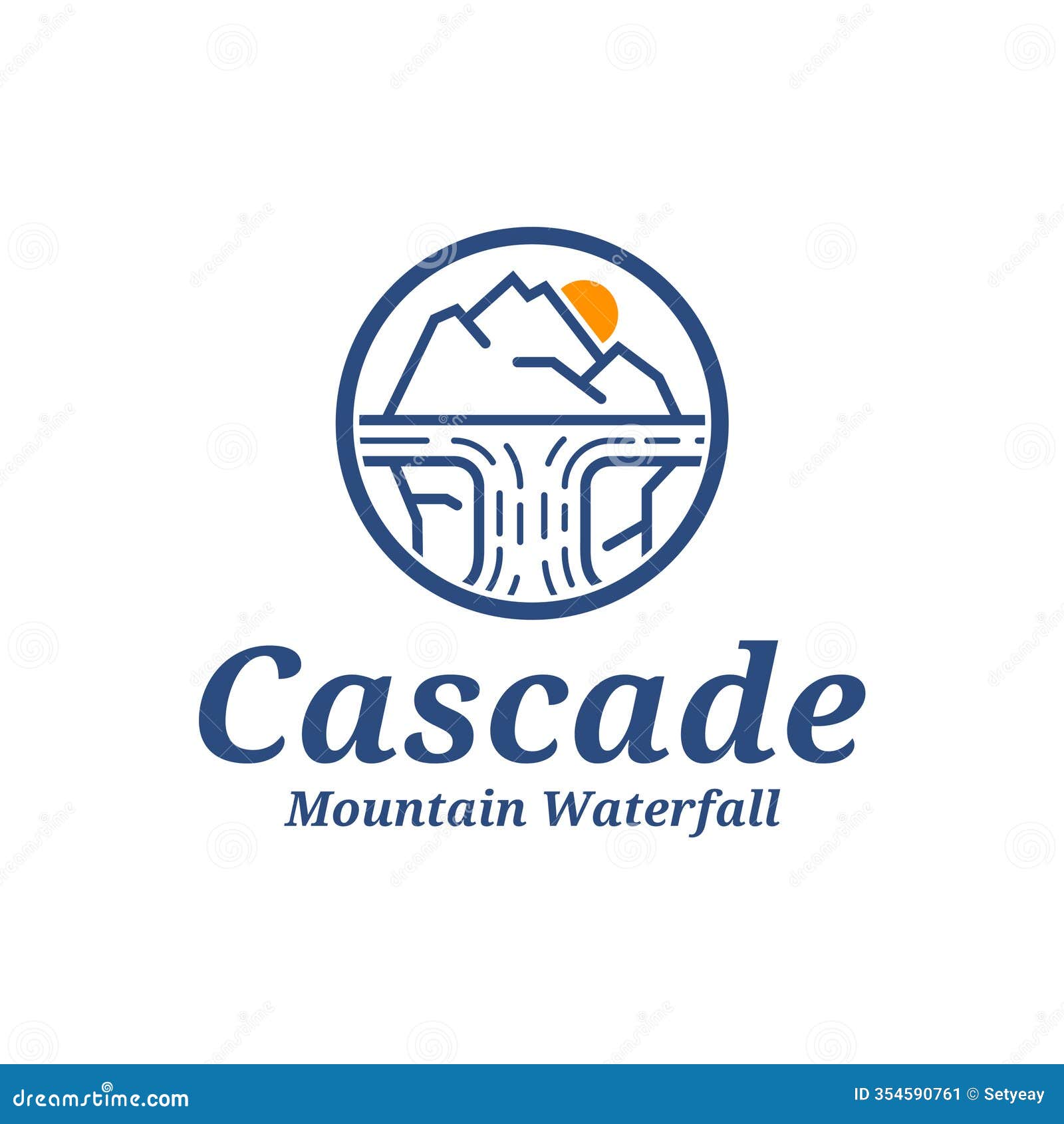 Mountain Waterfall Logo Design Vector Illustration. Mountain Waterfall ...