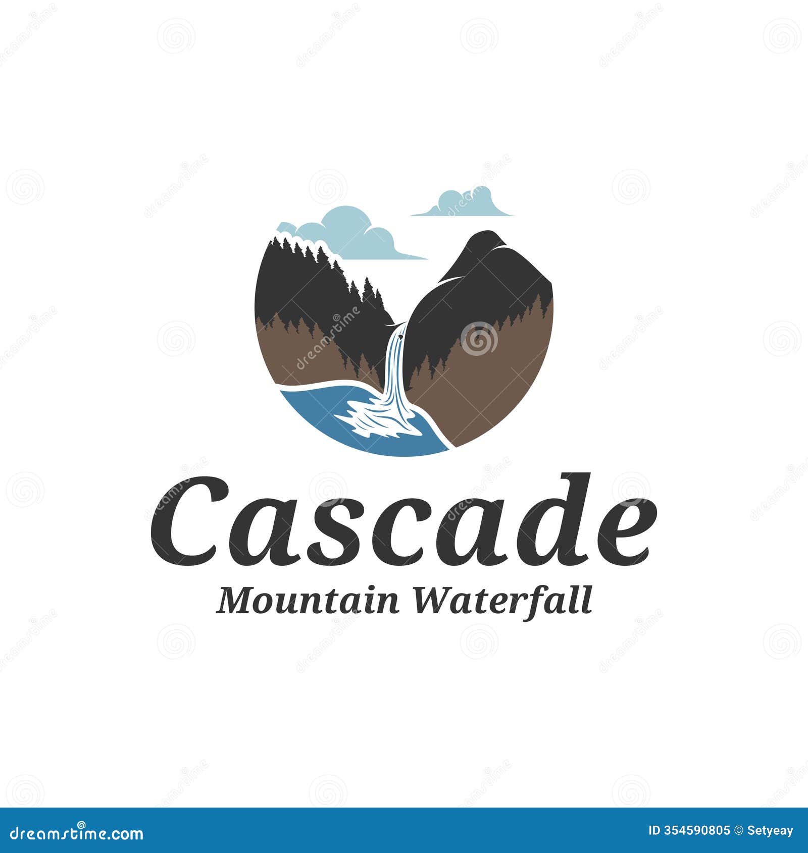 Mountain Waterfall Logo Design Vector Illustration. Mountain Waterfall ...