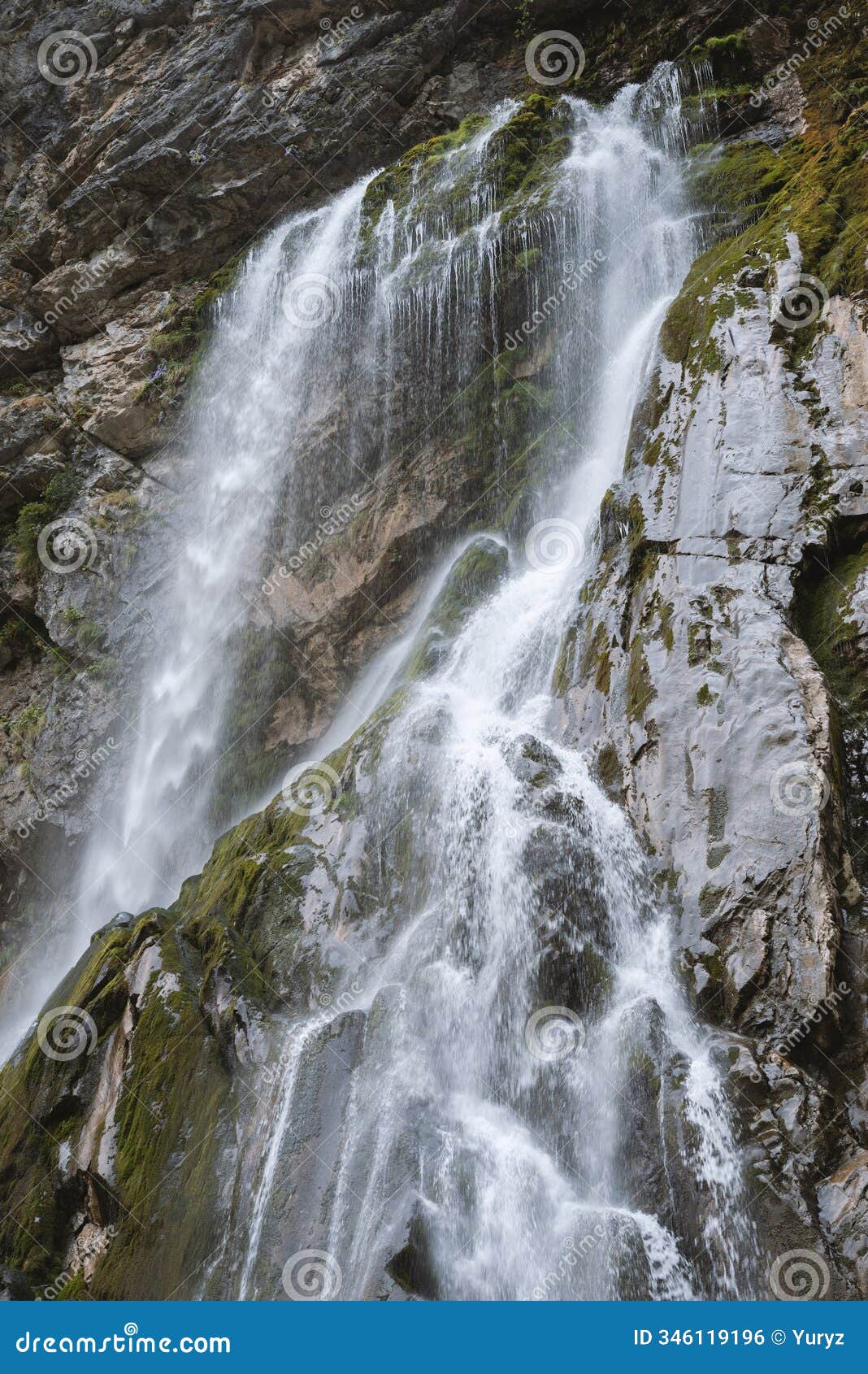 Mountain Low Waterfall With A Rapid Current Royalty-Free Stock Photo ...