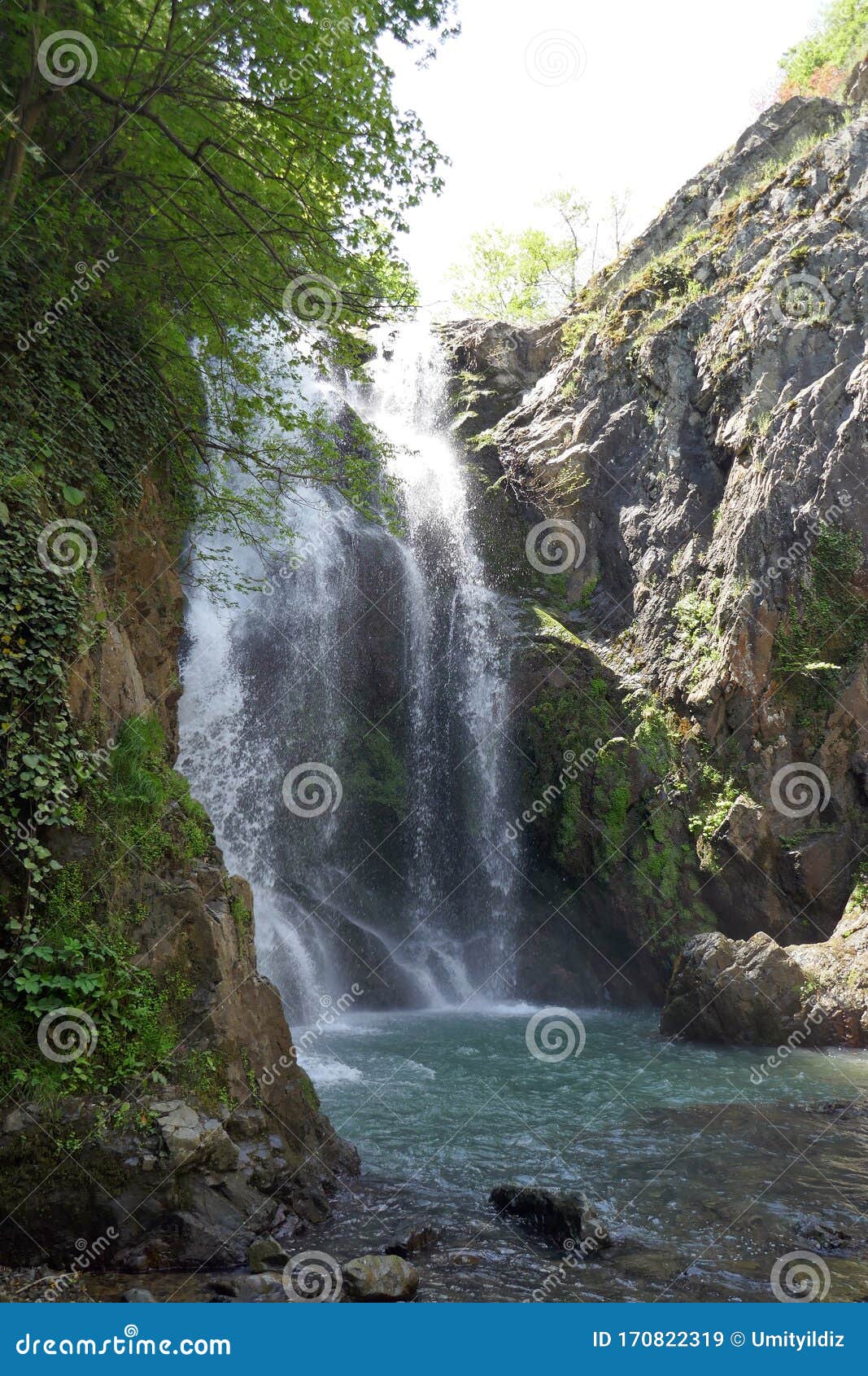 Mountain Waterfall River Stream View Stock Image - Image of paradise ...