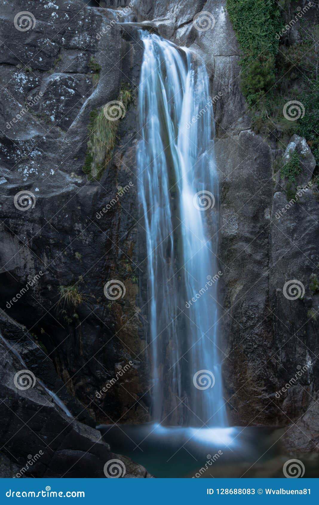 Mountain Waterfall Silky Water Effect Stock Image - Image of silky ...