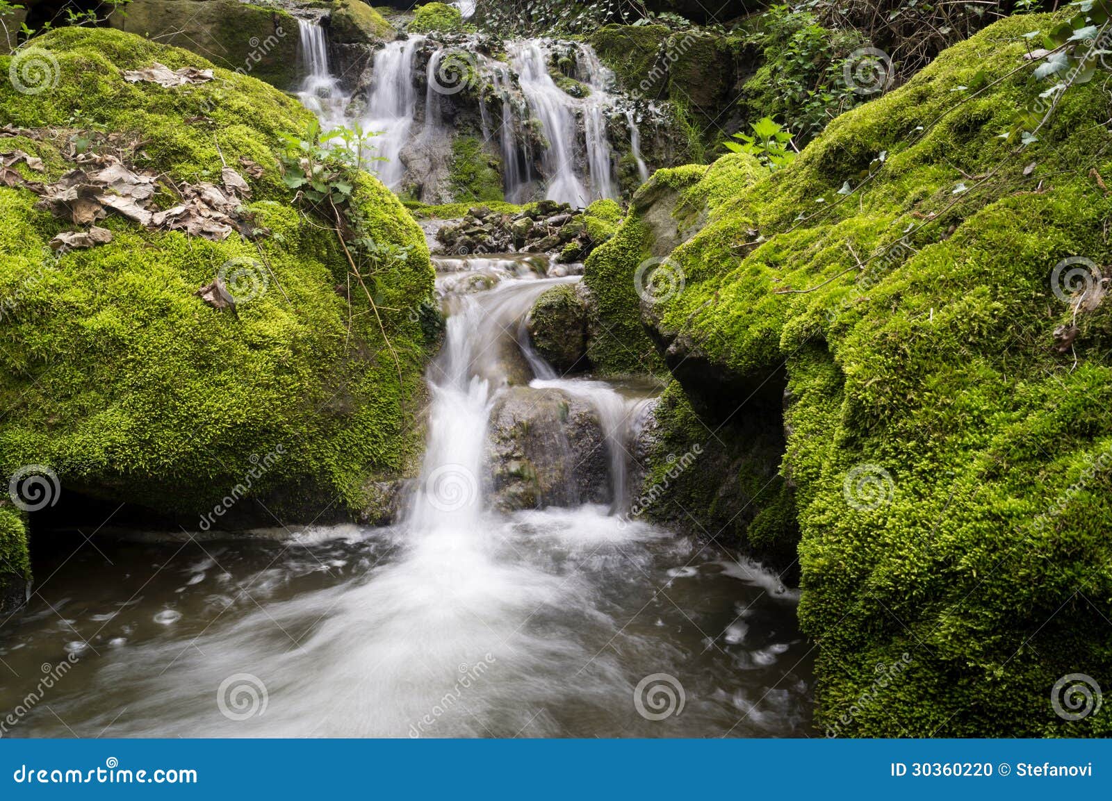 Mountain Waterfall at Spring Stock Photo - Image of clean, freshness ...