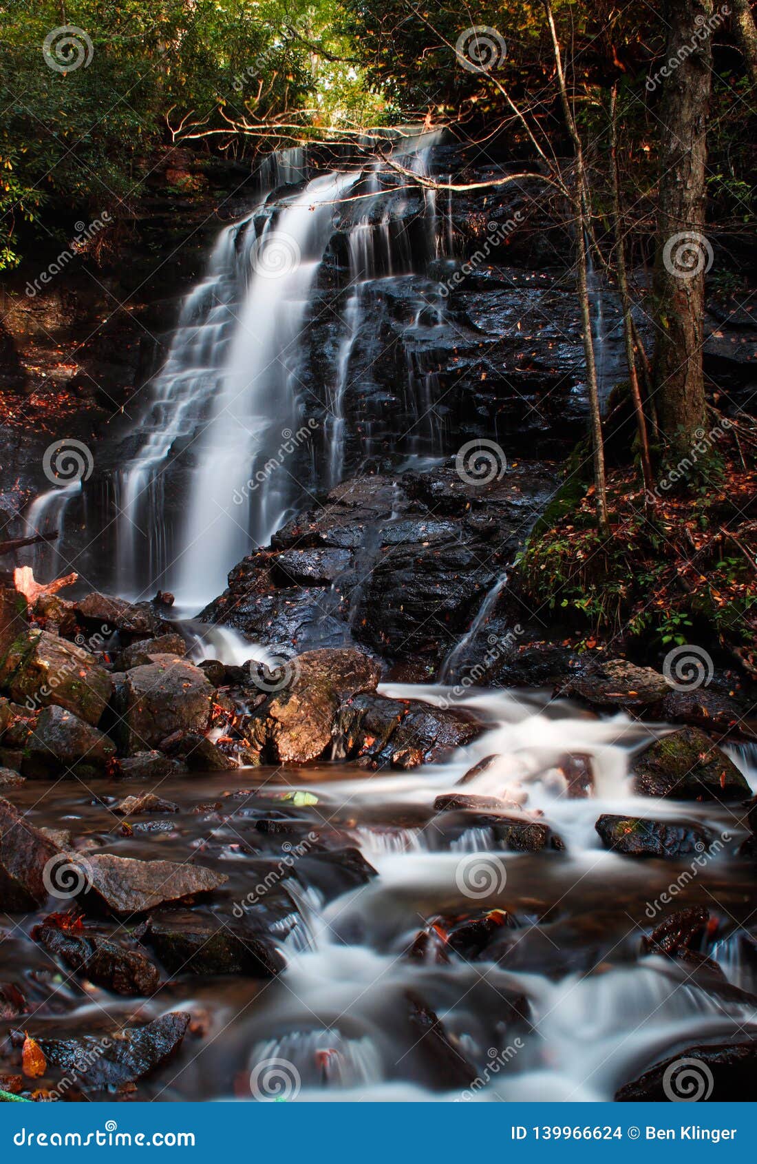 Mountain Waterfall stock photo. Image of dreammy, steam - 139966624