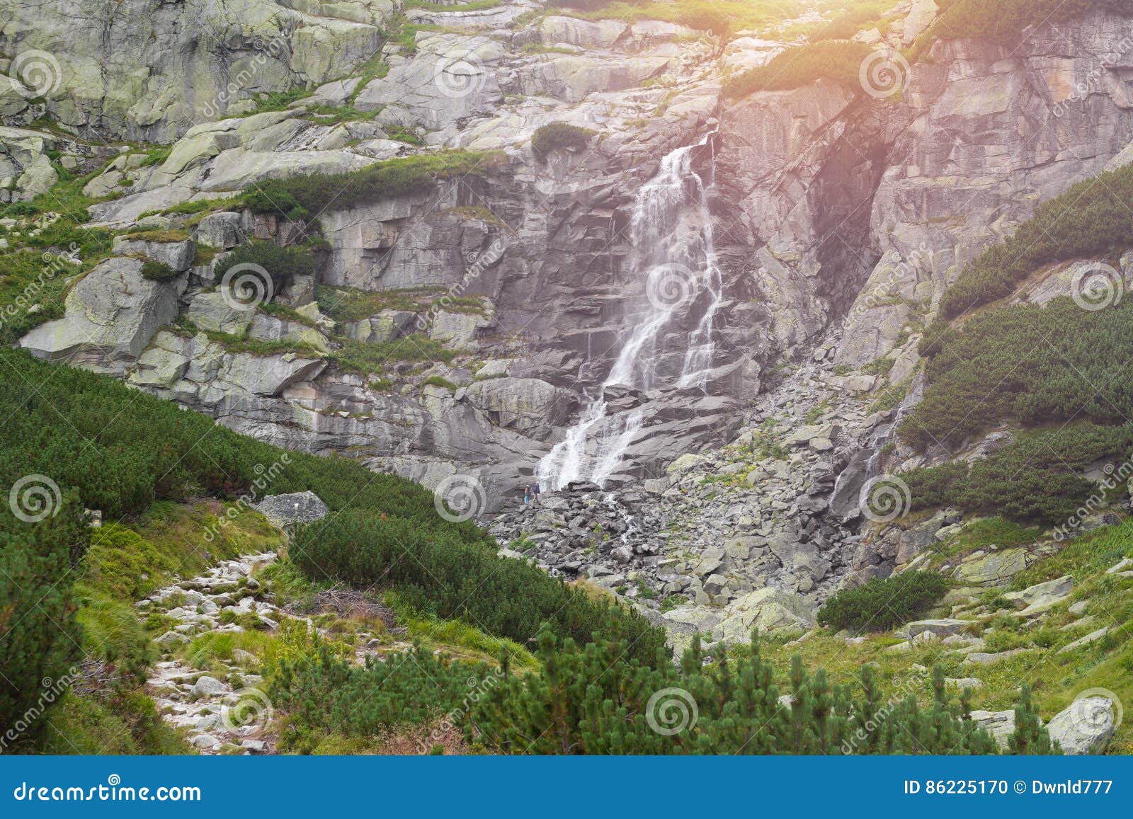 Mountain waterfall sunset stock photo. Image of cascade - 86225170