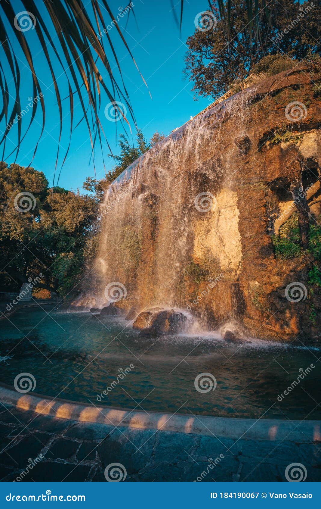 Mountain Waterfall at the Top of the Mountain with a Panoramic View ...