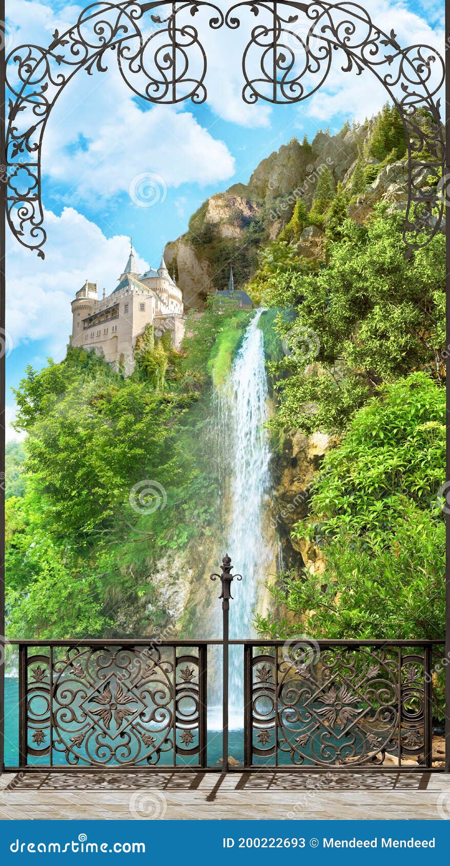Mountain Waterfall View from the Balcony Editorial Stock Photo - Image ...
