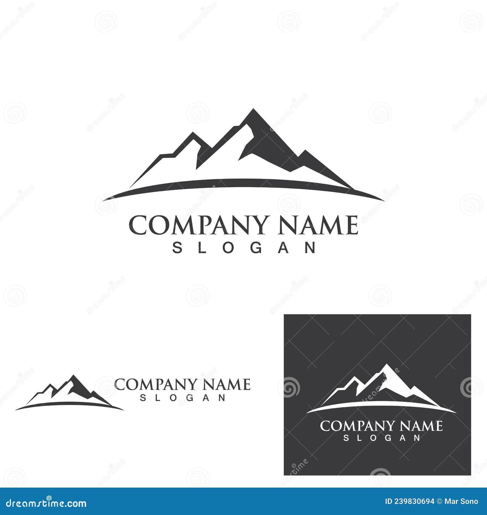 Mountain and Wave Logo Landscape Icons Template Stock Vector ...