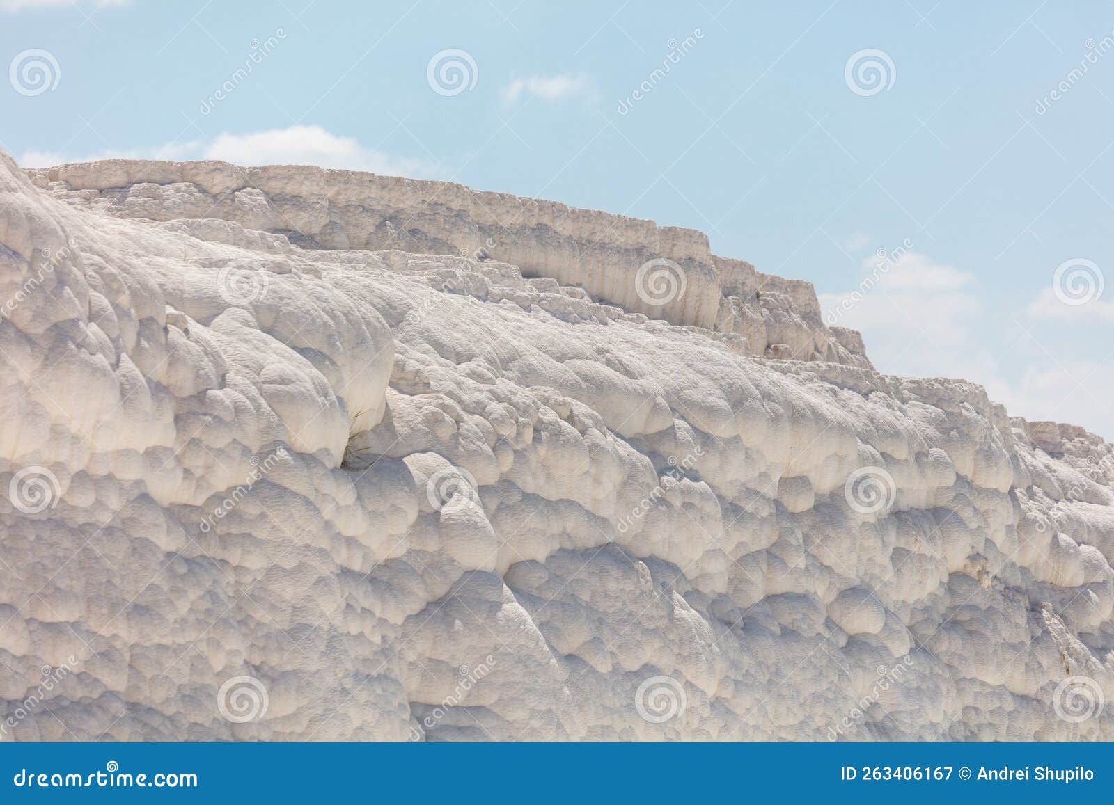 A Mountain of White Volcanic Limestone Rock Against a Blue Sky. Stock ...