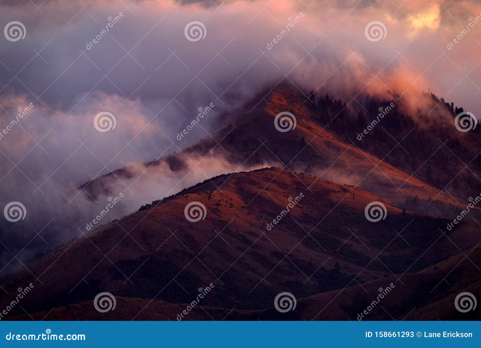 Mountain Wilderness with Clouds and Sunset Light Stock Image - Image of ...