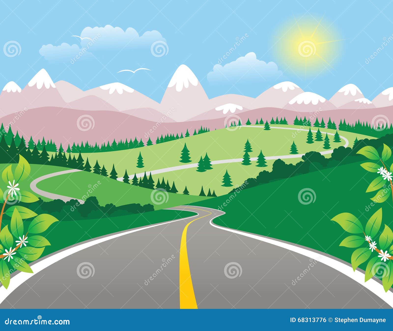 Bendy Trees Cartoon Vector | CartoonDealer.com #1414067