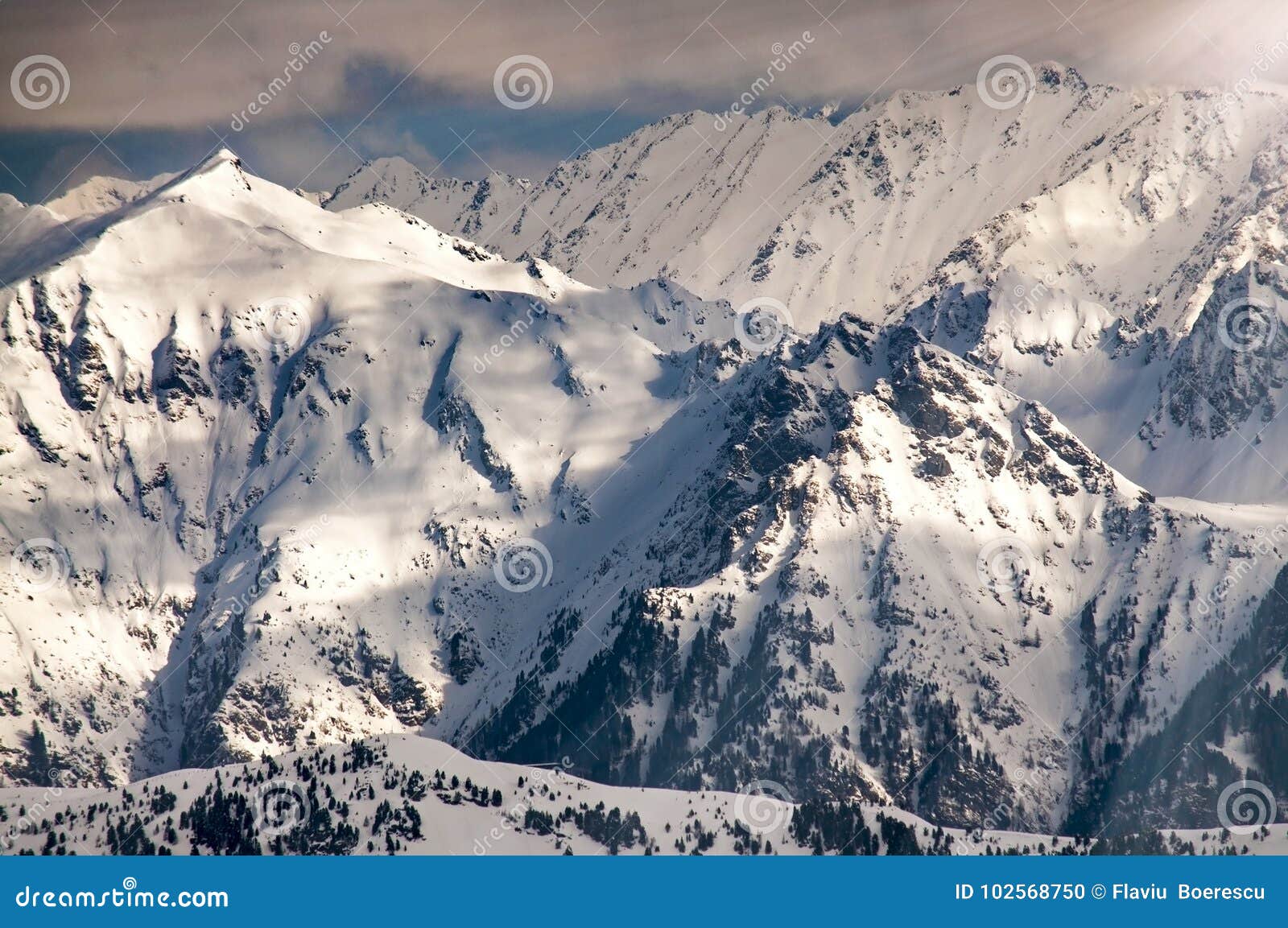 Mountain in Winter, Peaks with Snow in Austrian Alps Stock Photo ...