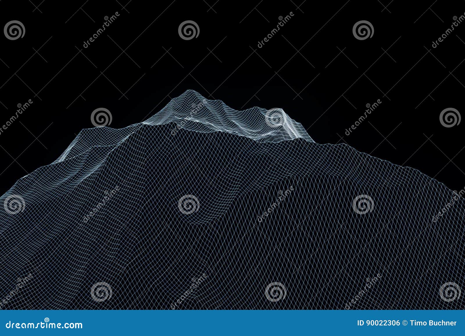 Mountain in Wireframe Hologram Style. Nice 3D Rendering Stock ...