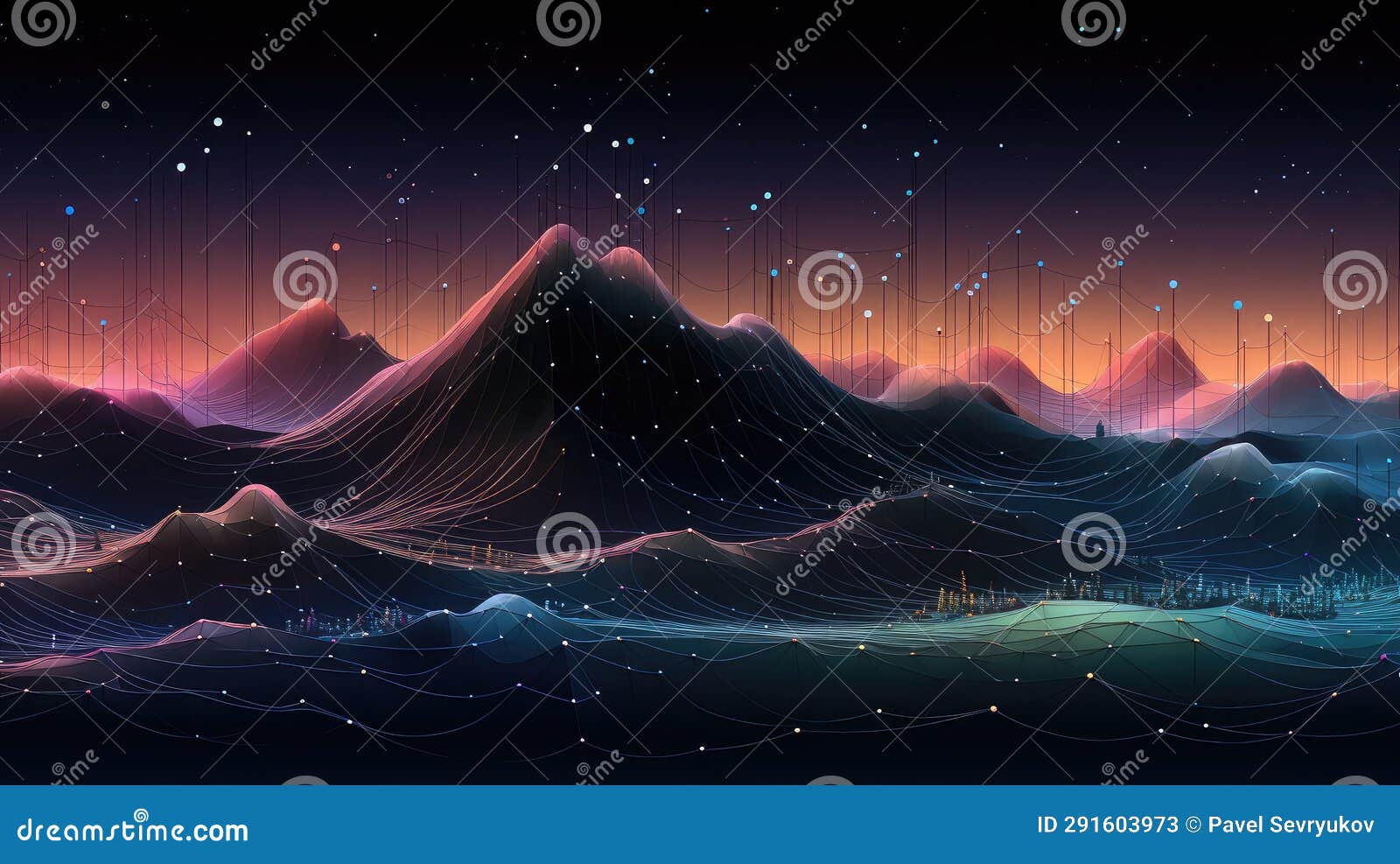 Mountain Wireframe Landscape Topographic Stock Illustration ...