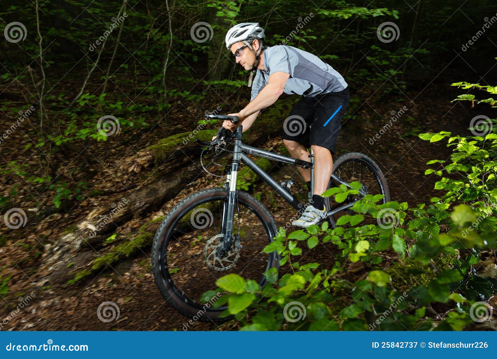 Mountainbiker Driving through a Curve Stock Image - Image of cyclist ...