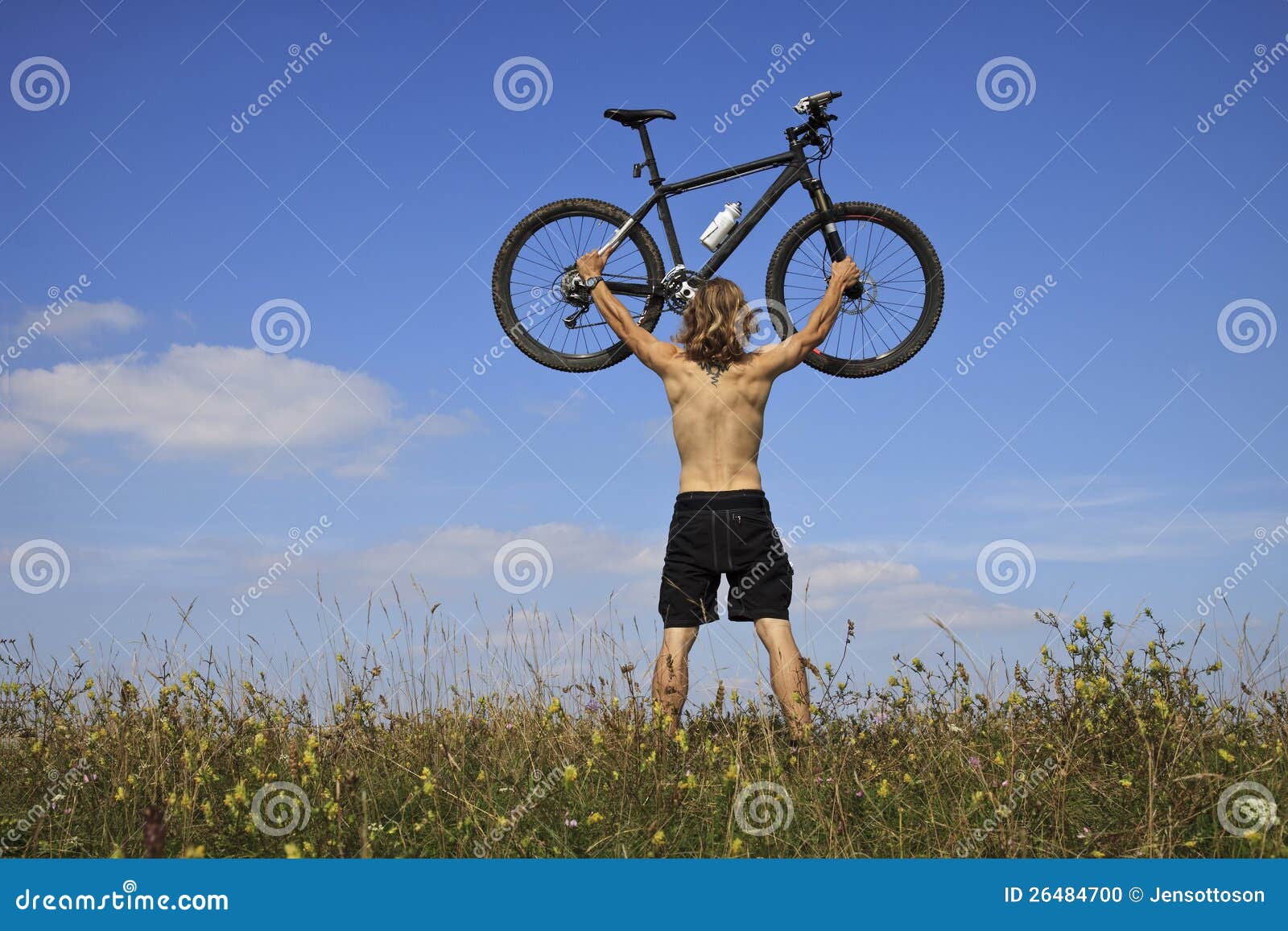 Mountainbiker Lifted the Bike Stock Photo - Image of lift, gear: 26484700