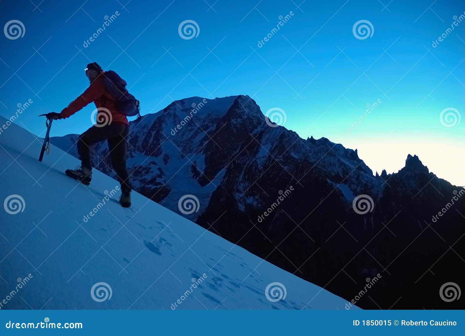 Mountaineer stock image. Image of sunrise, touring, blanc - 1850015