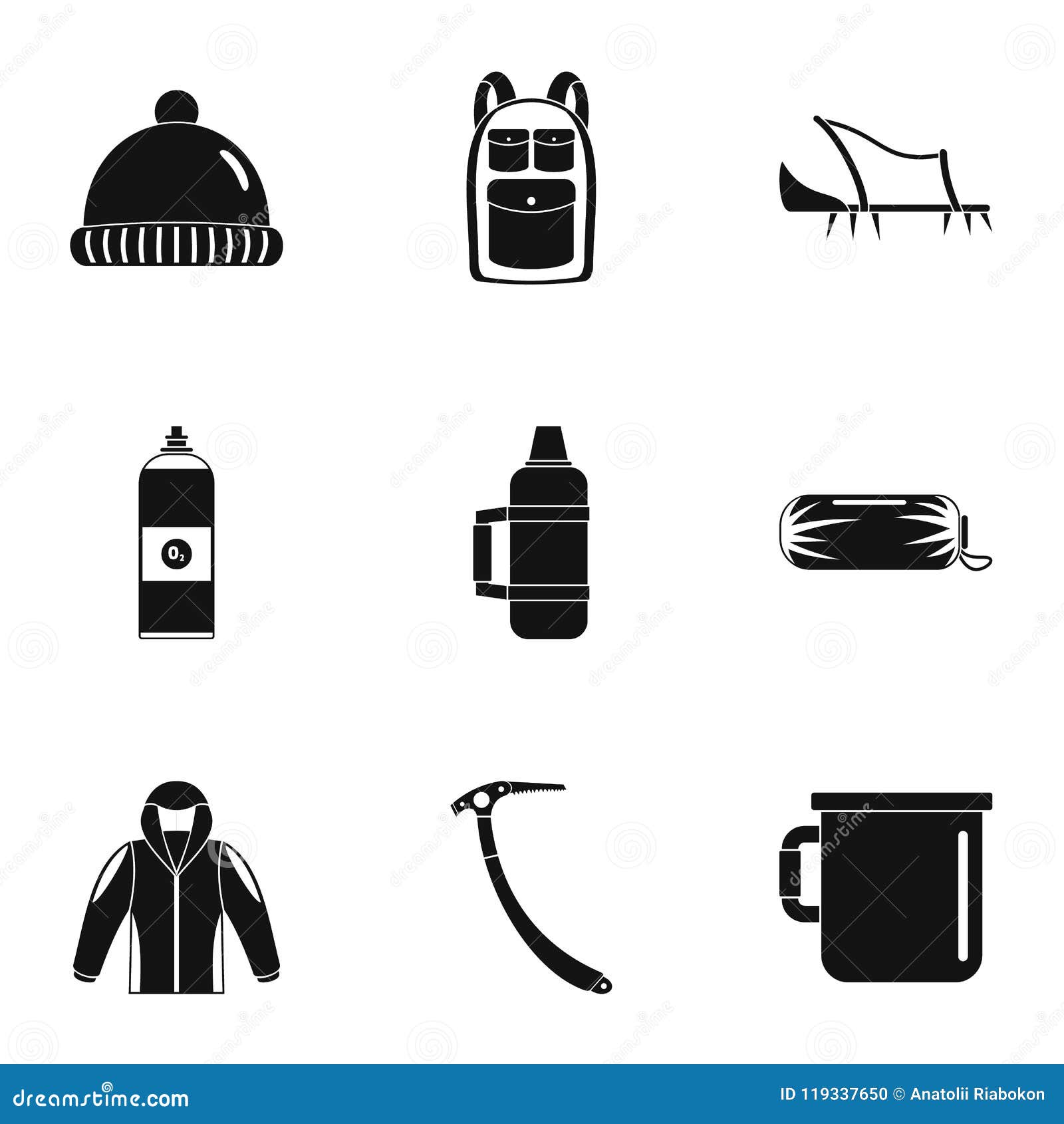 Mountaineer Icons Set, Simple Style Stock Vector - Illustration of ...