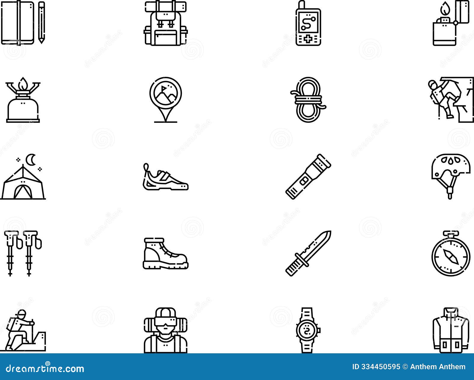 Mountaineering and Climbing Icons Collection is a Vector Illustration ...