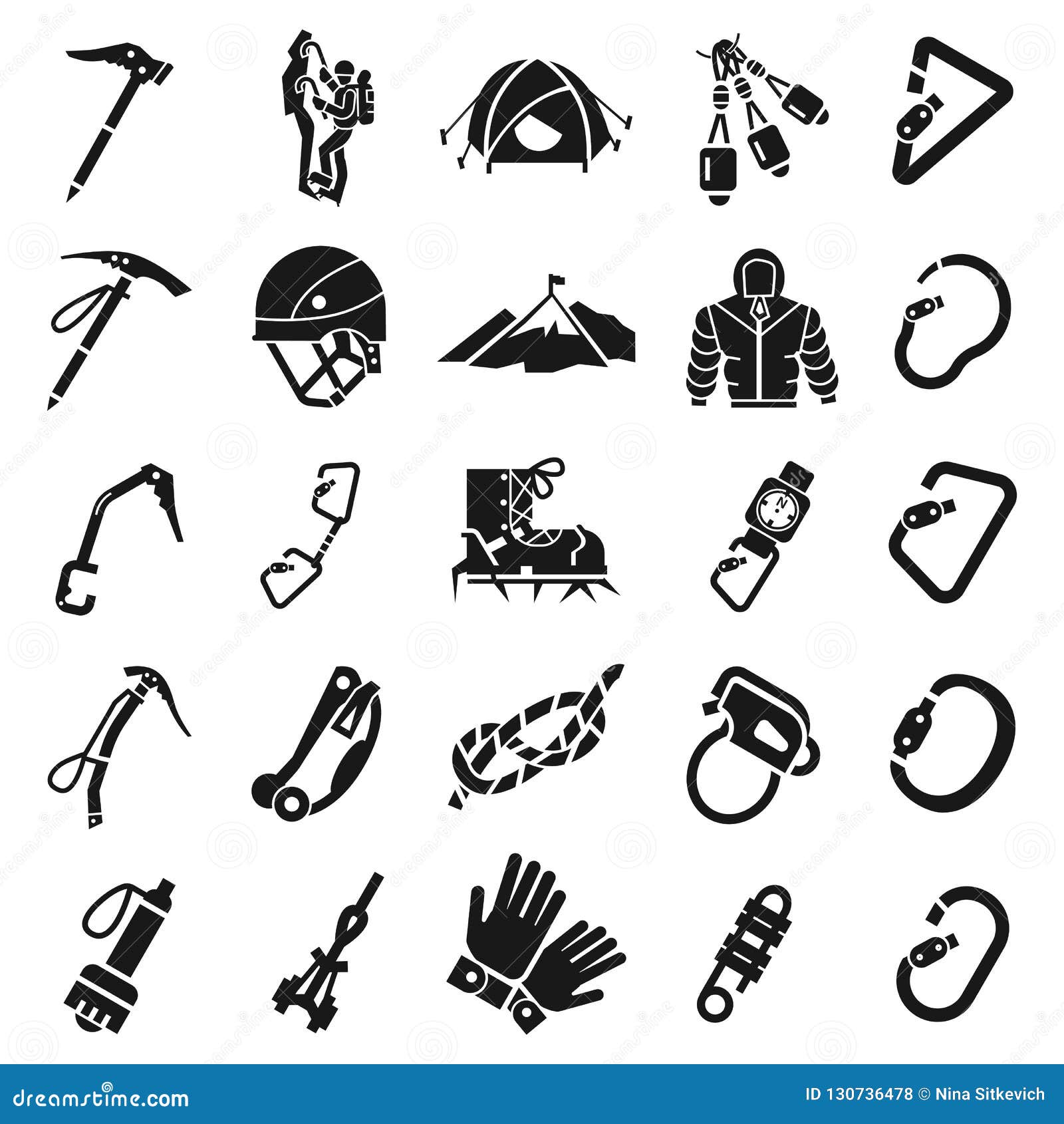 Mountaineering Equipment Icon Set, Simple Style Stock Vector ...