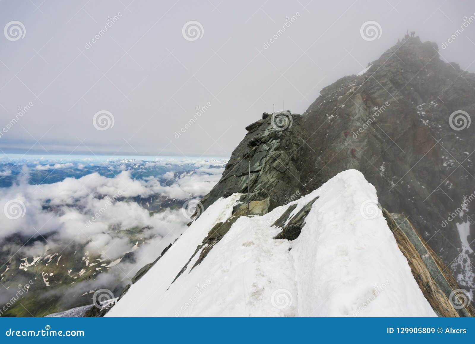 Mountaineering Route Towards Grossglockner Summit Stock Image - Image ...