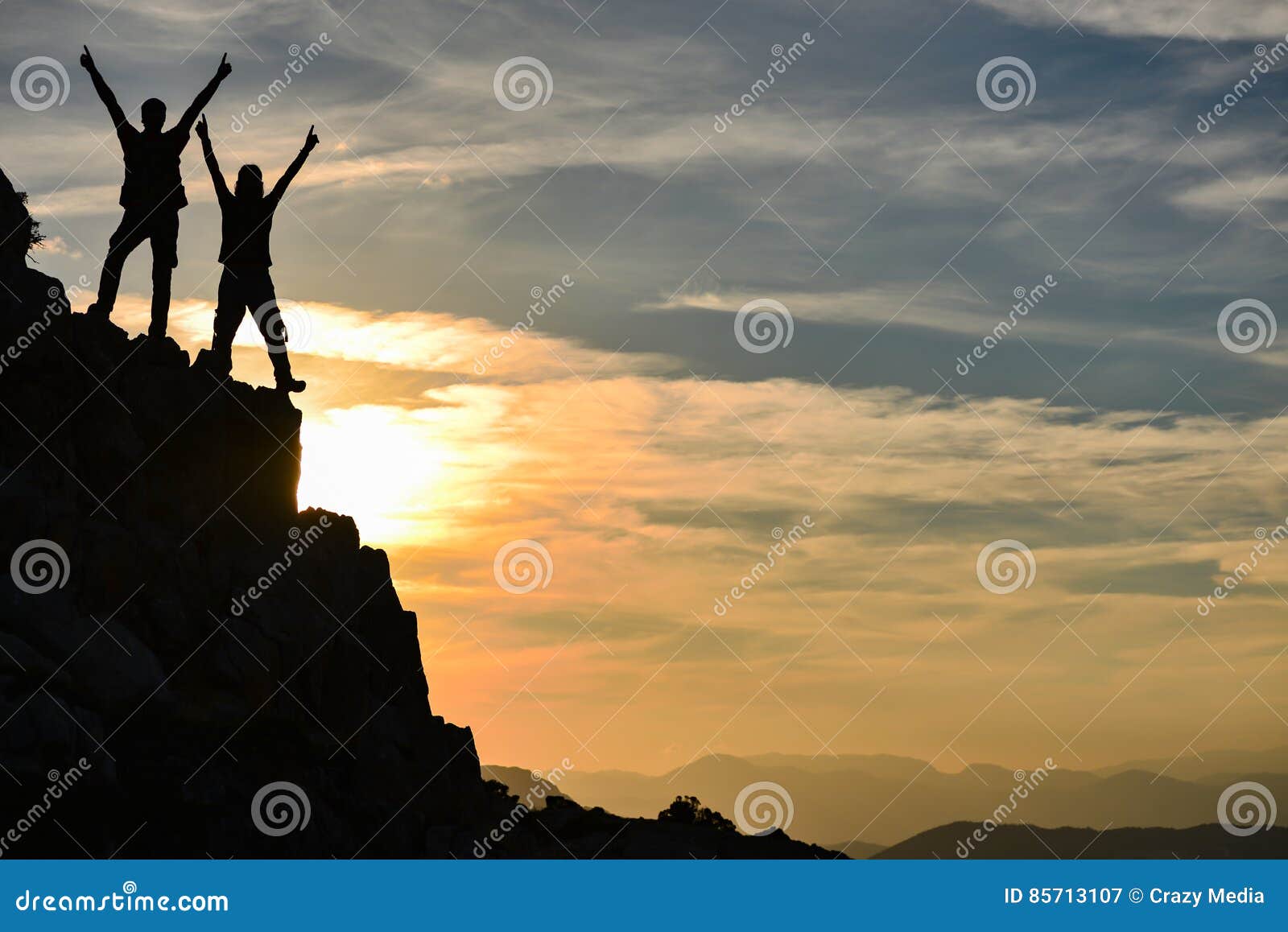 Mountaineering;successful Climbers at the Summit Stock Image - Image of ...