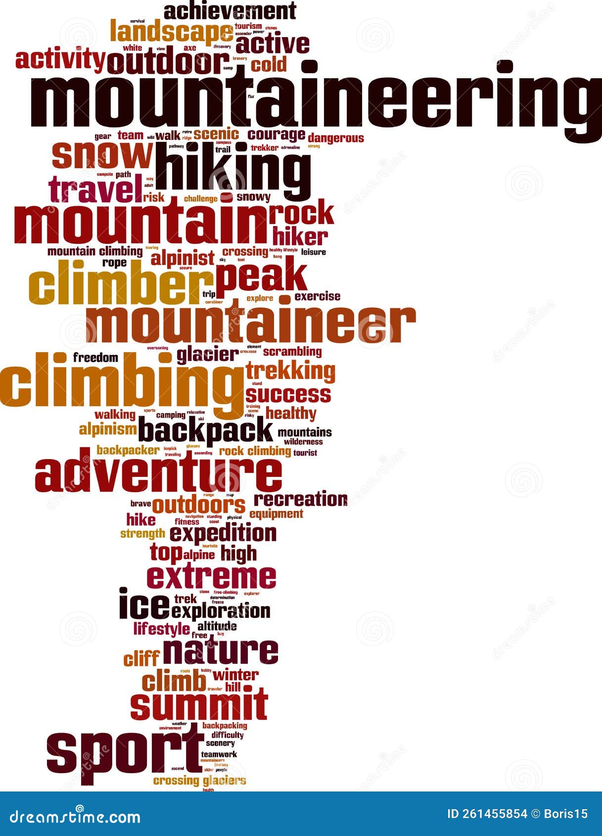 Mountaineering word cloud stock vector. Illustration of hiker - 261455854