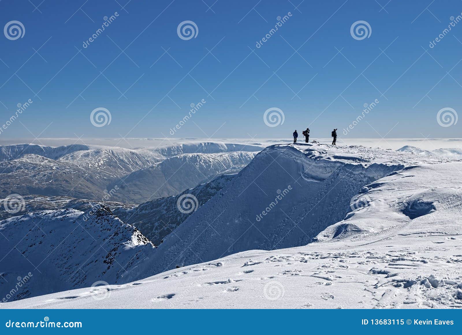 Mountaineers on Snowy Summit Stock Image - Image of landscape ...