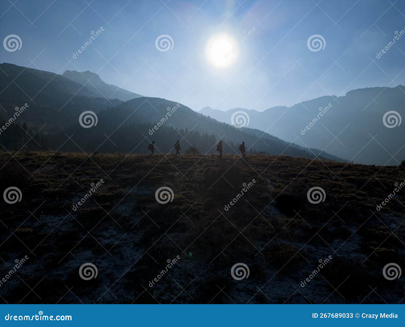 Mountaineers Walk on the Way Back from the Mountains and Mountain Views ...