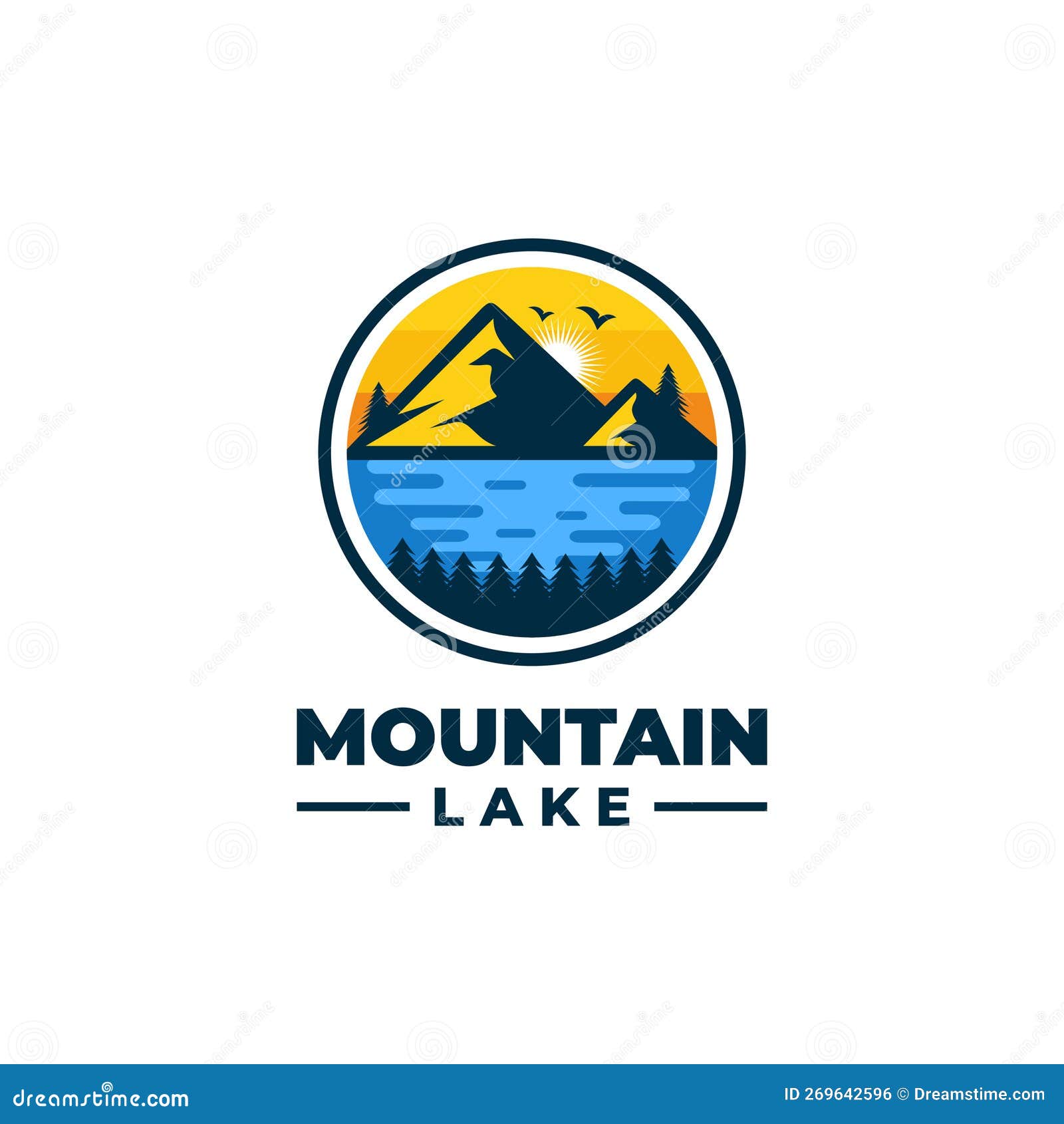 Mountain lake logo design stock vector. Illustration of beautiful ...