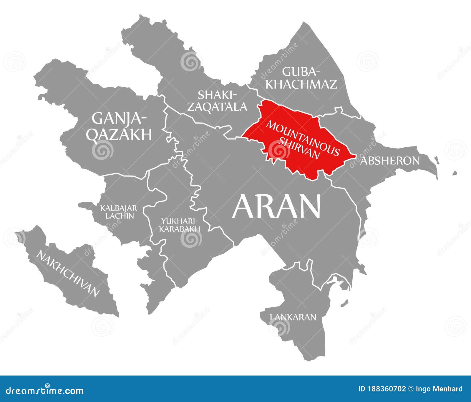 Mountainous Shirvan Red Highlighted in Map of Azerbaijan Stock ...