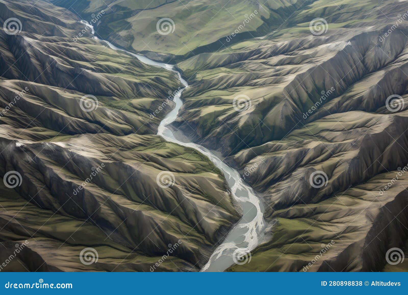 Mountainous Terrain, with Rivers and Streams Flowing through it Stock ...