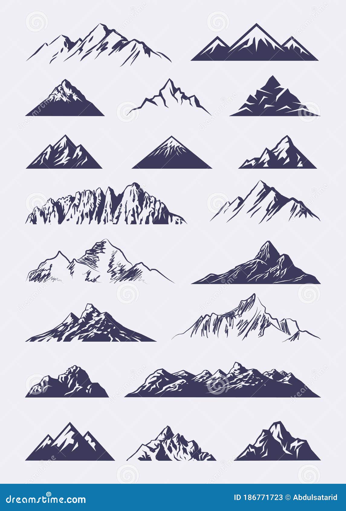 Series of mountain ranges stock vector. Illustration of peak - 186771723