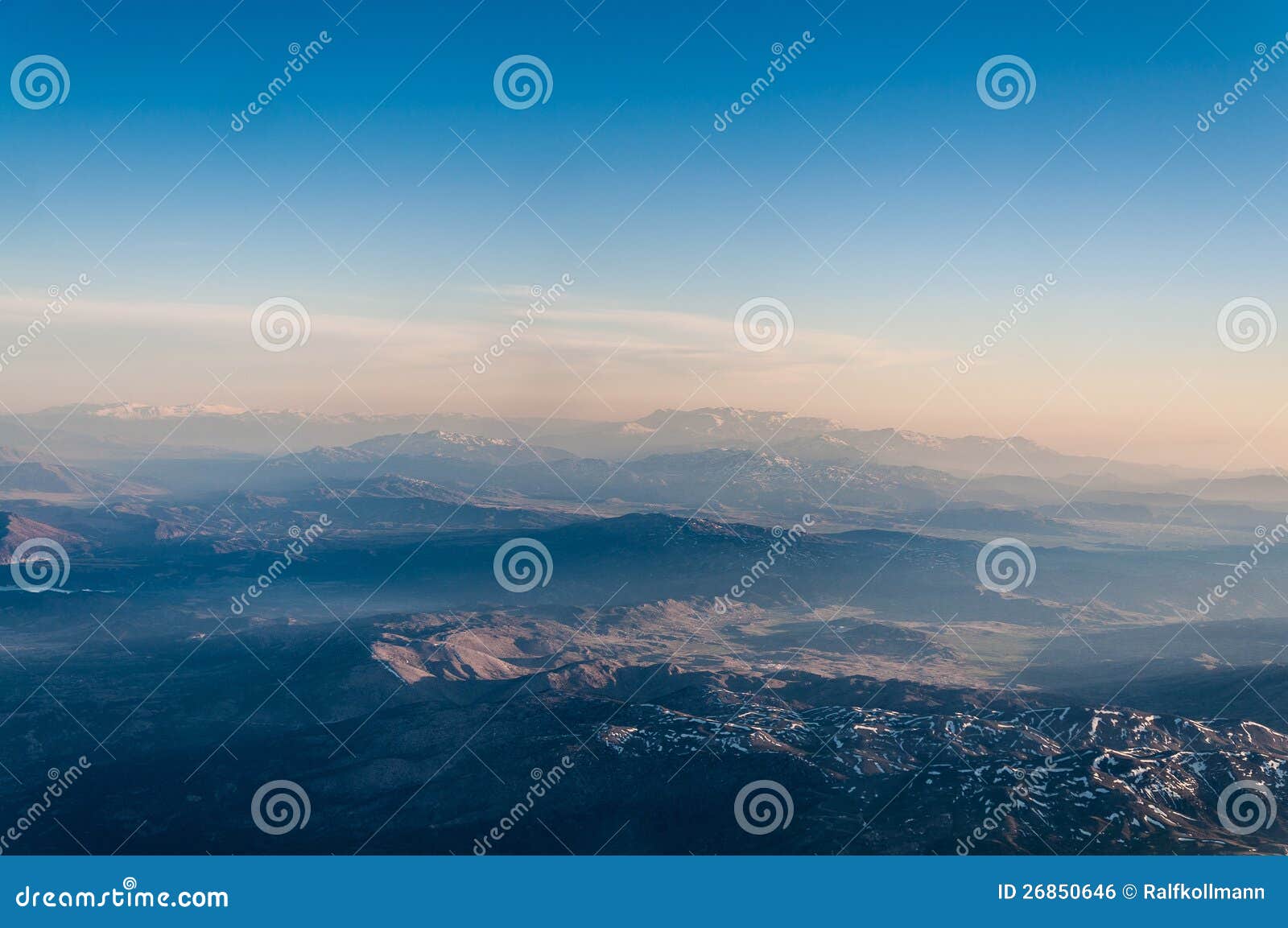 Mountains from a Above in the Sunset Stock Photo - Image of snow, range ...