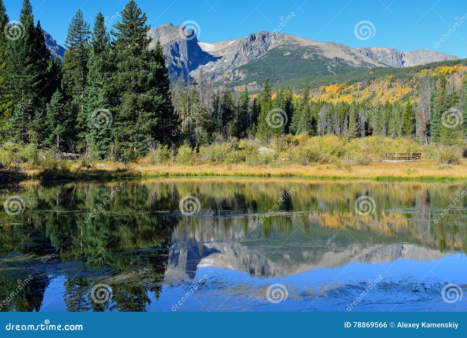 Mountains and Alpine Lake with Reflection in the Fall Stock Photo ...