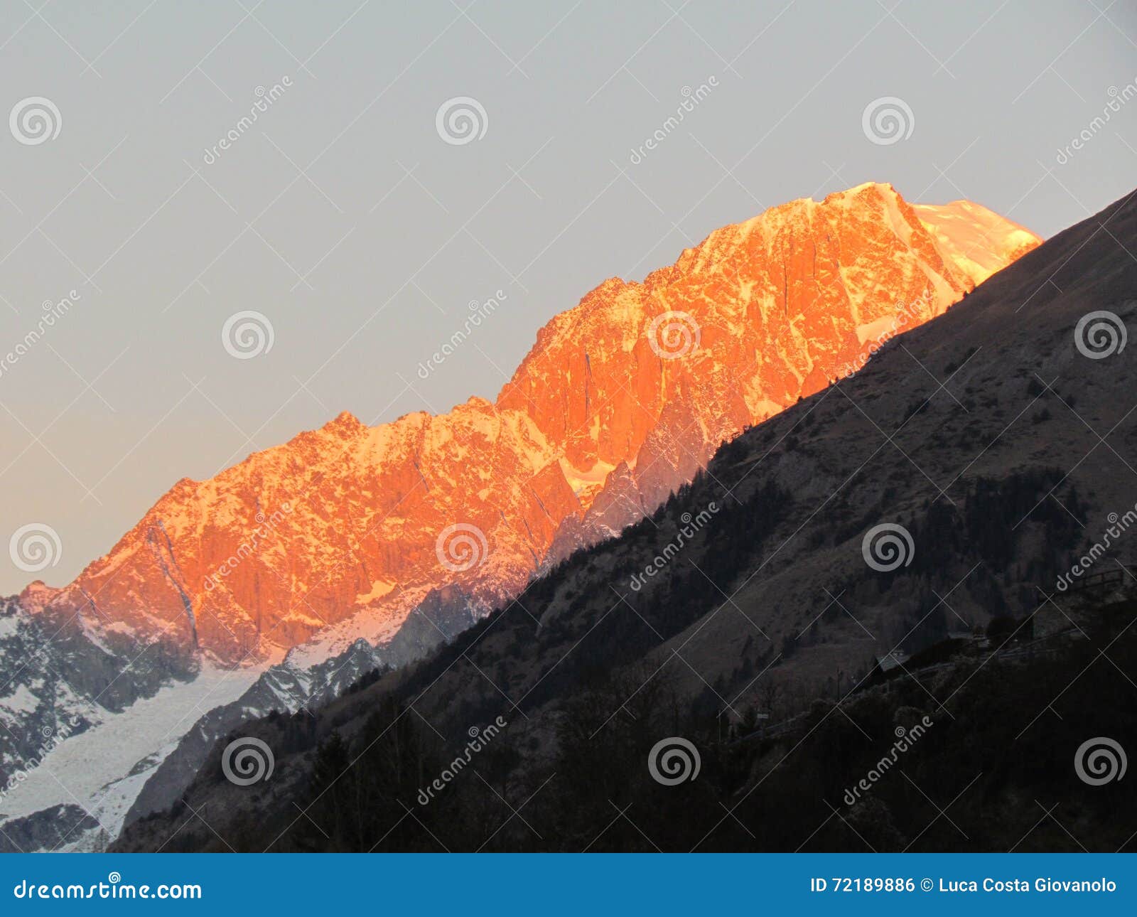 Mountains Alps Snow Winter Sunrise Panoramic View Mont Blanc Stock ...