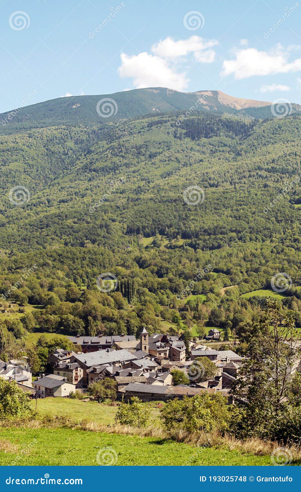 Village of Benasque stock photo. Image of forest, aerial - 193025748