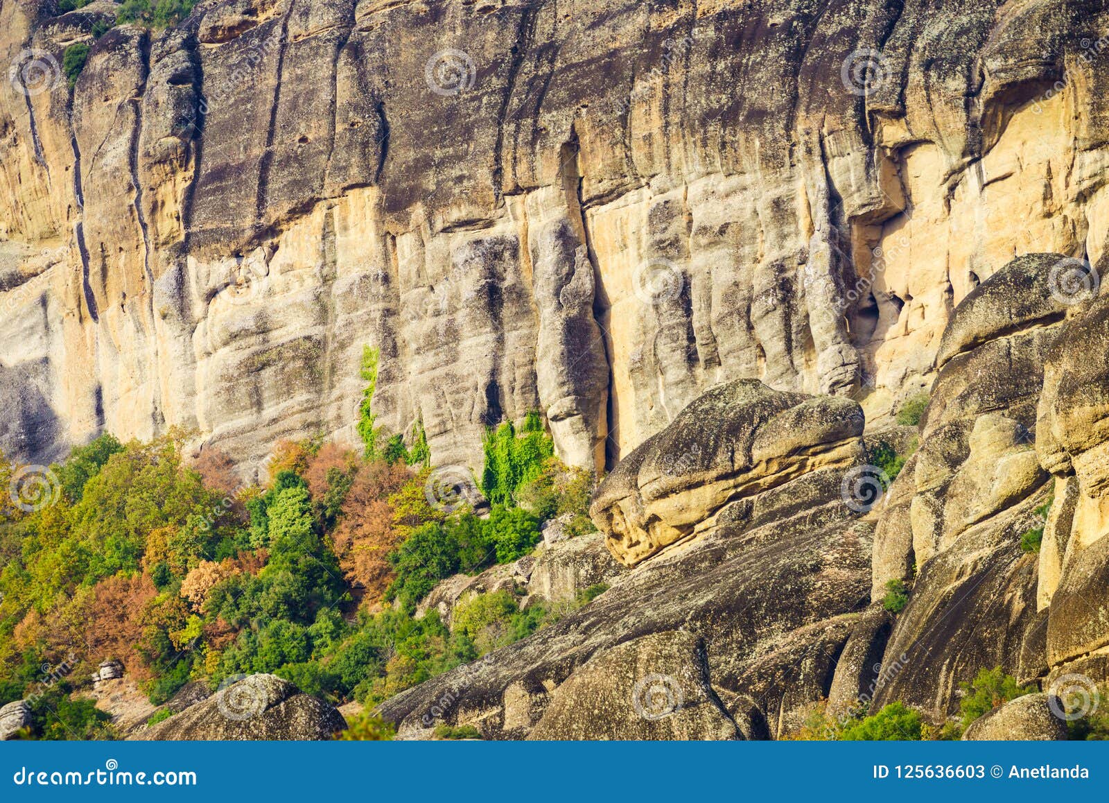Cliffs Rocky Formations in Greece Meteora Stock Image - Image of ...