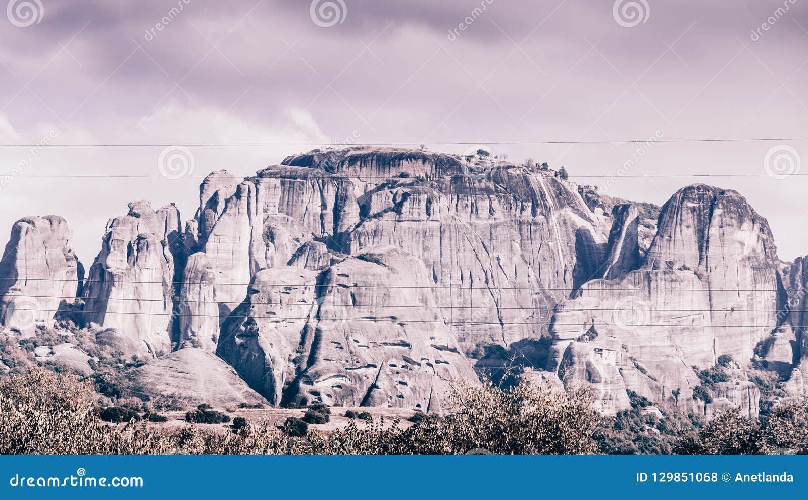 Cliffs Rocky Formations in Greece Meteora Stock Photo - Image of rock ...
