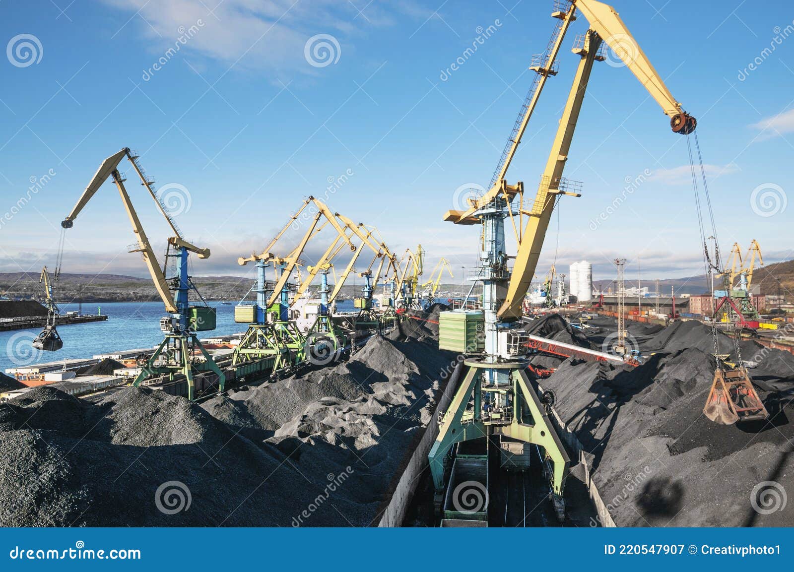 Mountains of Coal on the Territory of the Murmansk Commercial Sea Port ...