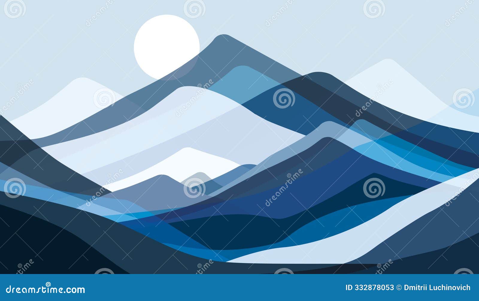 Mountains Flat Color Illustration. Abstract Simple Landscape Stock ...