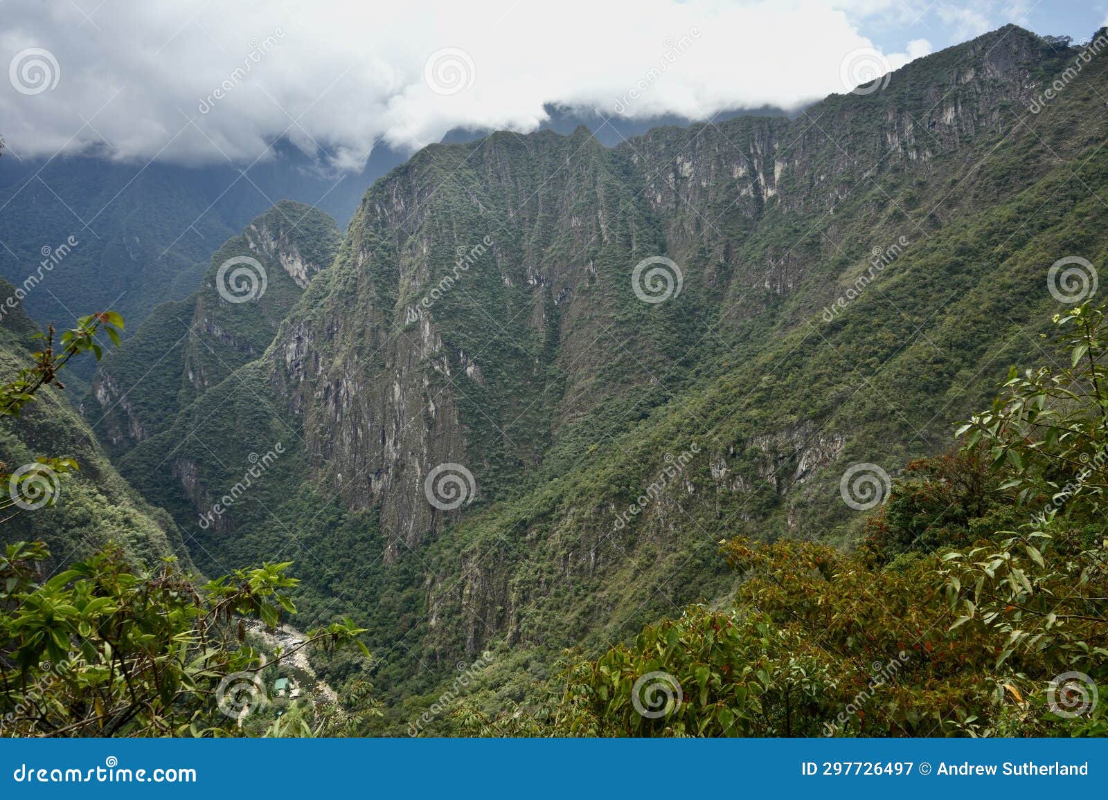 Mountains Covered with Greenery Under a Cloudy Sky at Machu Picchu ...
