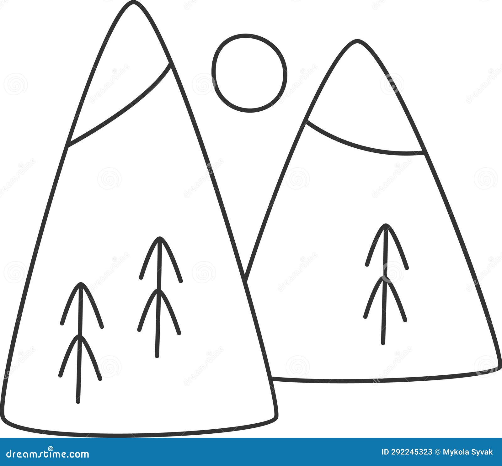 Mountains Doodle Landscape stock vector. Illustration of drawing ...