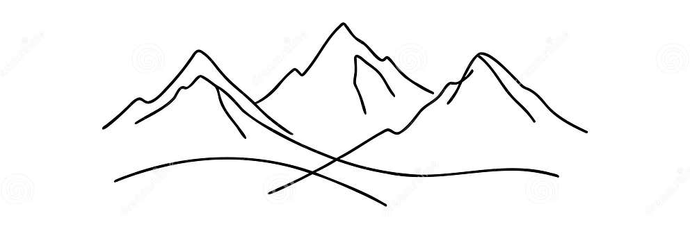 Mountains are Drawn with One Continuous Line. Vector Illustration Stock ...