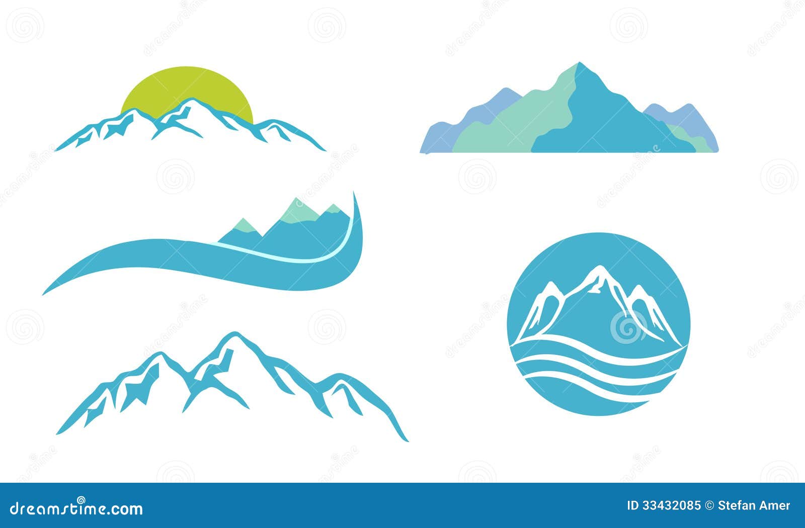 Mountains emblem set stock illustration. Illustration of rise - 33432085